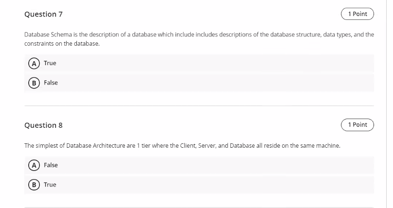 Solved Question 7 1 Point Database Schema is the description | Chegg.com