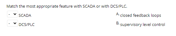 Solved Match the most appropriate feature with SCADA or with | Chegg.com