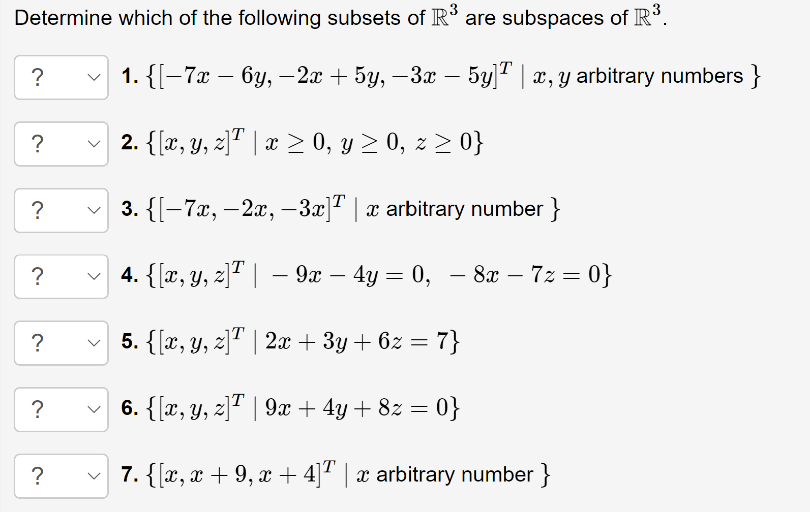 Solved Determine which of the following subsets of R3 are | Chegg.com