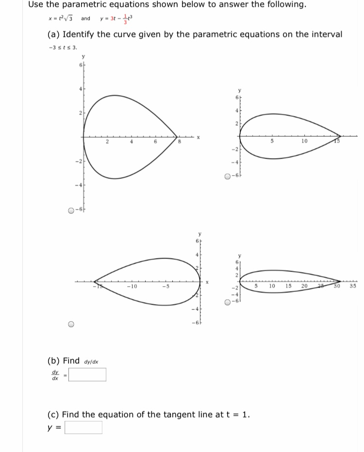 Solved Use the parametric equations shown below to answer | Chegg.com