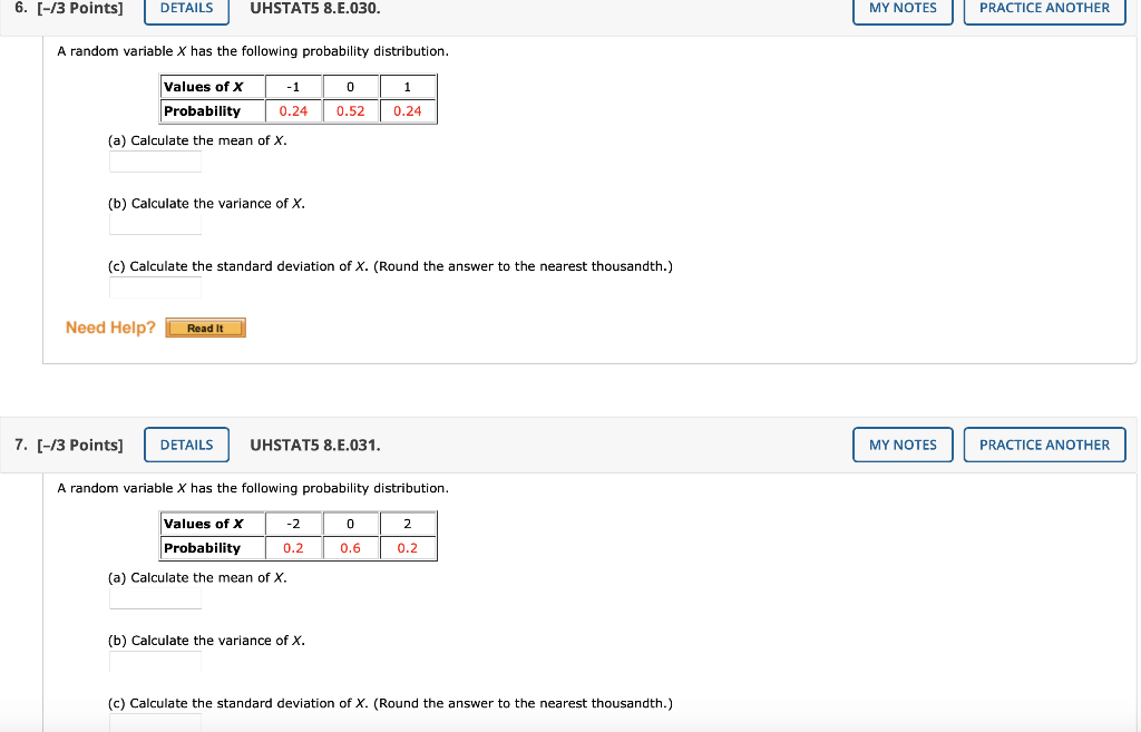 Solved 6. [-/3 Points] DETAILS UHSTAT5 8.E.030. MY NOTES | Chegg.com
