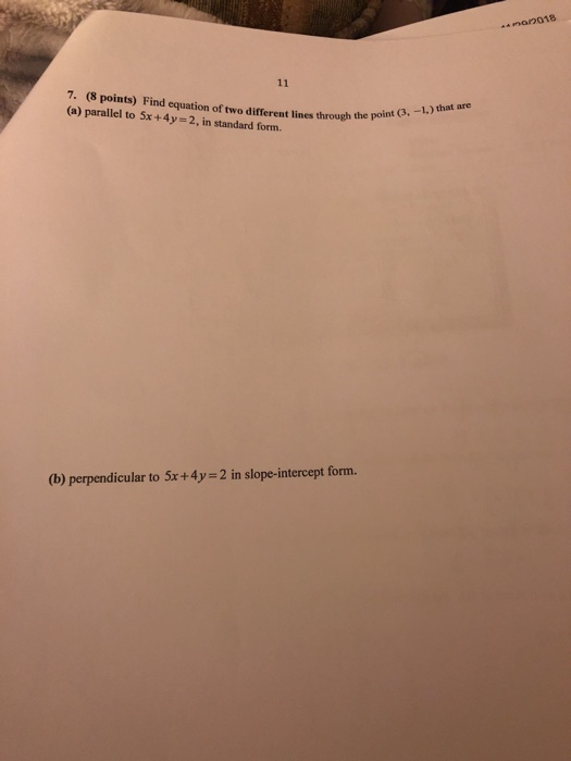 Solved 7. (8 points) Find equation of two different lines | Chegg.com