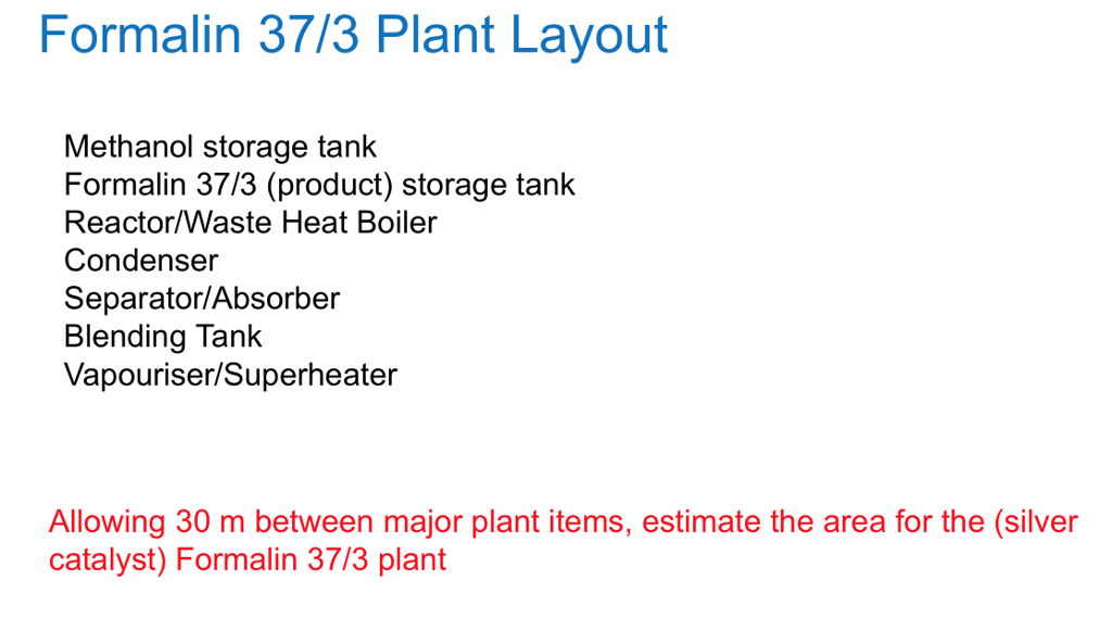 Solved Formalin 37/3 Plant Layout Methanol storage tank | Chegg.com