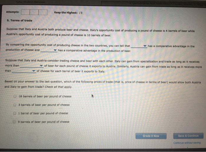Solved Attempts Keep the Highest: /3 5. Terms of trade | Chegg.com