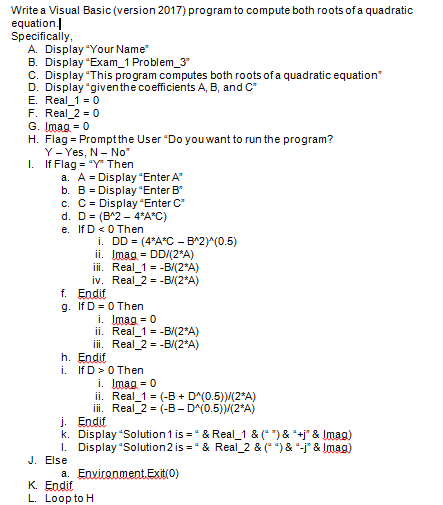 Solved Write a Visual Basic (version 2017) program to | Chegg.com