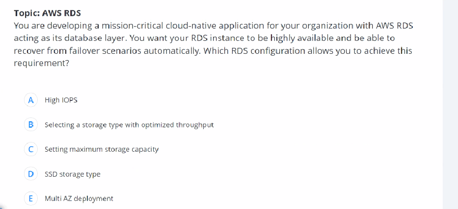 Solved Topic: AWS RDS You are developing a mission-critical | Chegg.com