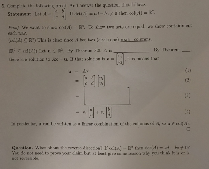 Solved 5. Complete the following proof. And answer the | Chegg.com