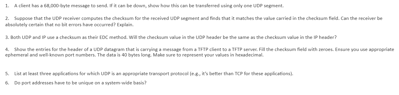 Solved 1. A client has a 68,000-byte message to send. If it | Chegg.com