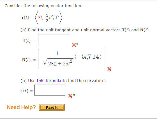 Solved Consider the following vector function. | Chegg.com