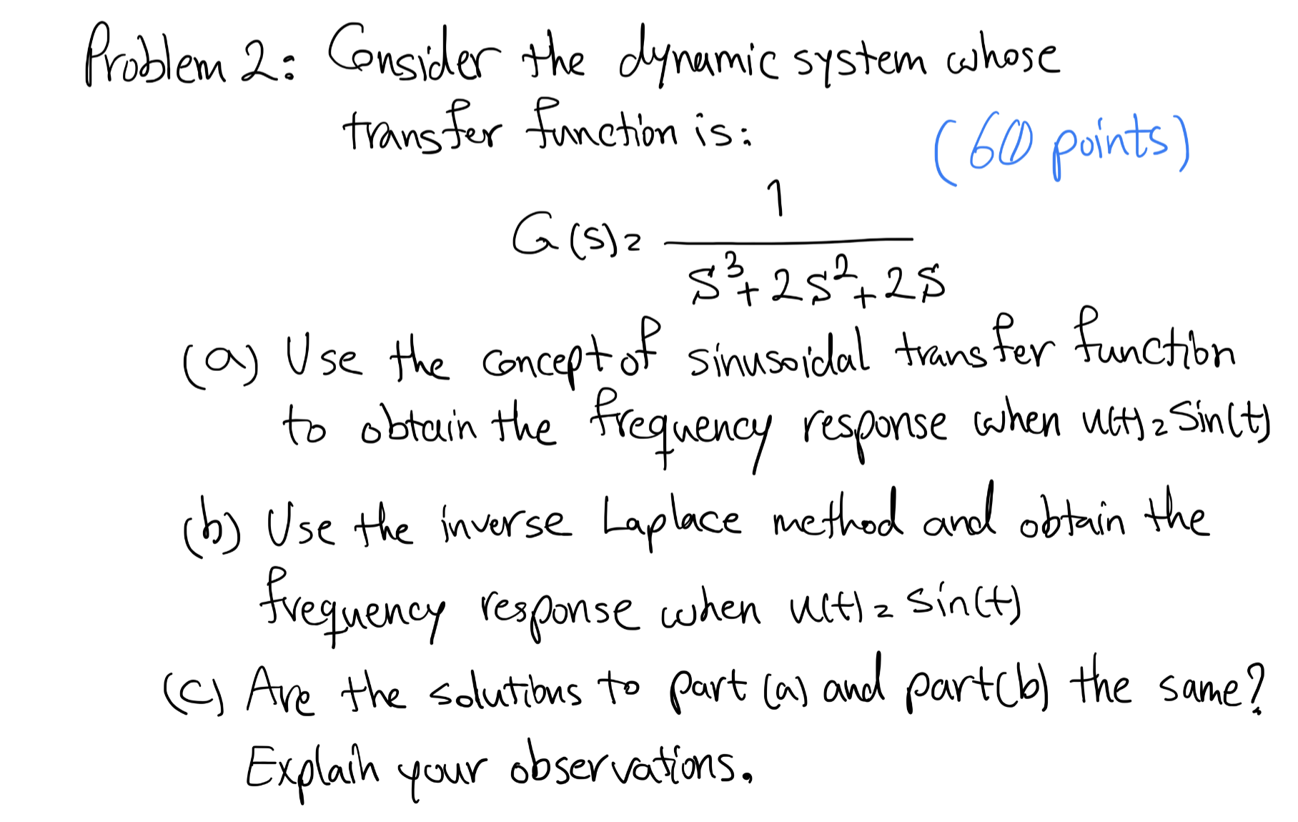 Solved Problem 2: Consider the dynamic system whosetransfer | Chegg.com