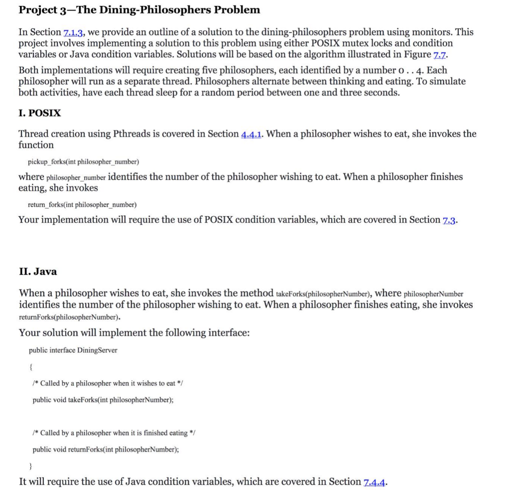 Project 3—The Dining-Philosophers Problem In Section | Chegg.com