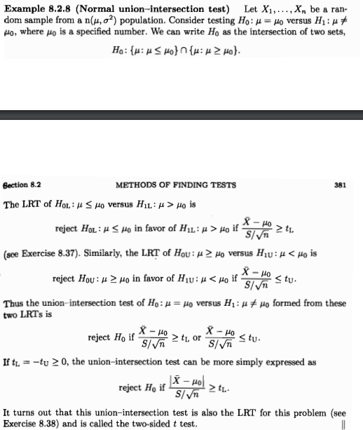 Solved Example 8.2.8 (Normal union-intersection test) Let | Chegg.com