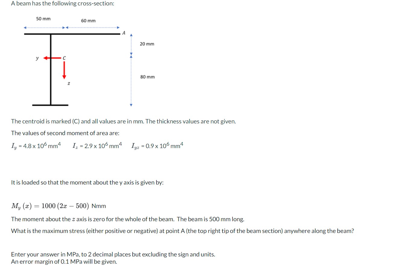 Solved A beam has the following cross-section: The centroid | Chegg.com