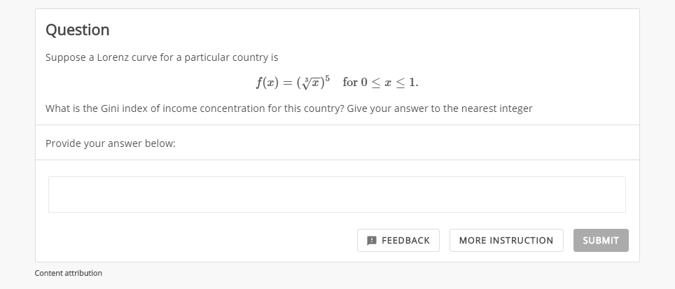 Solved Question Suppose a Lorenz curve for a particular | Chegg.com