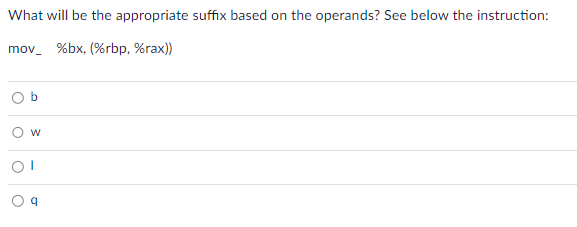 Solved What will be the appropriate suffix based on the | Chegg.com