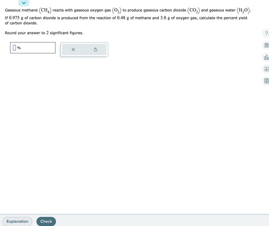 Solved Gaseous methane (CH4) reacts with gaseous oxygen gas | Chegg.com