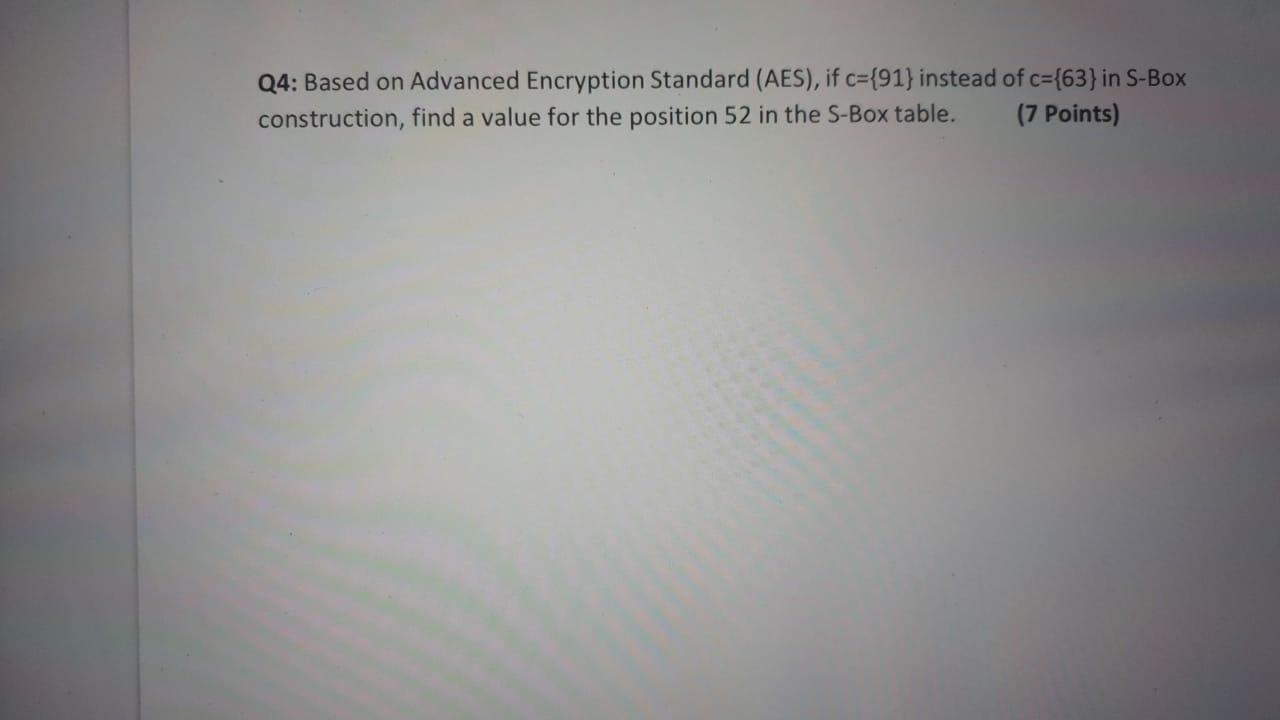 Solved Q4: Based on Advanced Encryption Standard (AES), if | Chegg.com