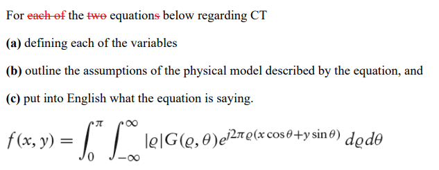 Solved For the equation below regarding CT(a) ﻿defining each | Chegg.com