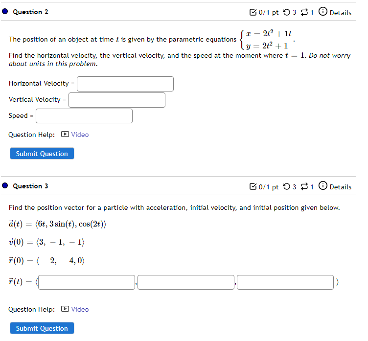 Solved The position of an object at time t is given by the | Chegg.com