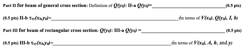 Derive shear stress τxy(x0,y0) formula at the point | Chegg.com