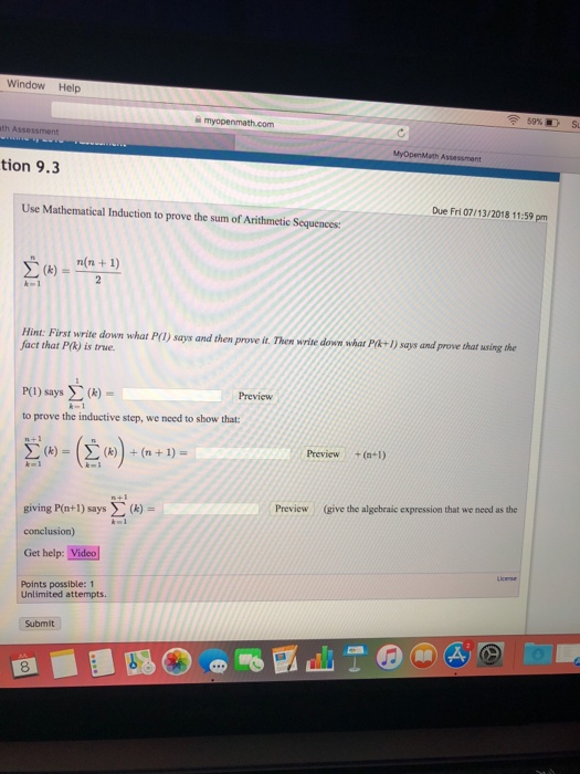 Solved Window Help myopenmath.com th Assessment tion 9.3 Due | Chegg.com