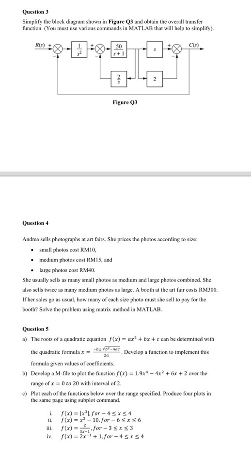 Solved Question 3 Simplify the block diagram shown in Figure | Chegg.com