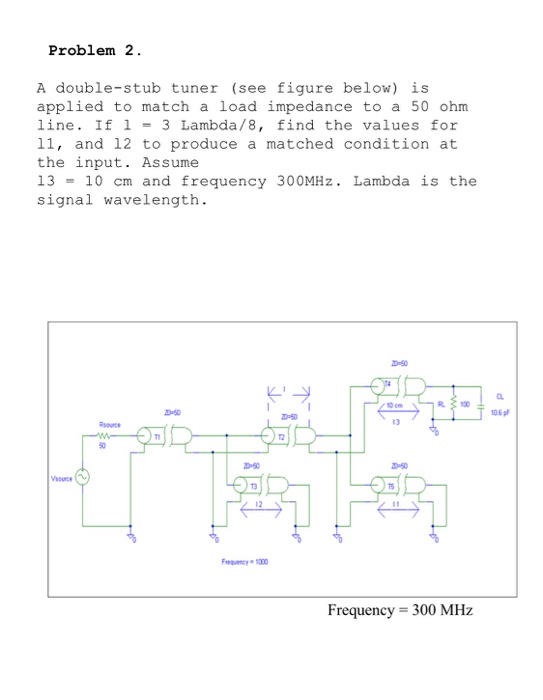 Solved Problem 2 A double-stub tuner (see figure below) is | Chegg.com