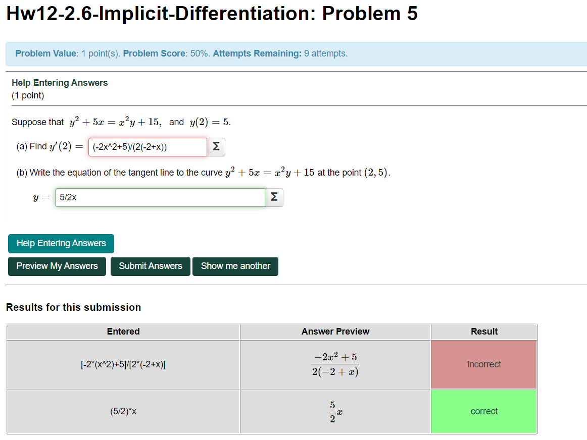 Solved Hw12-2.6-Implicit-Differentiation: Problem 5 Problem | Chegg.com