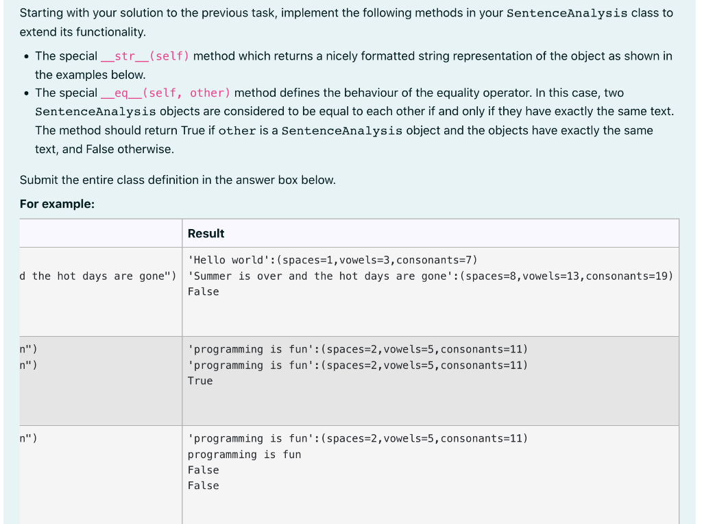 Solved Design a class named SentenceAnalys is which | Chegg.com