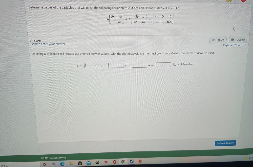 Solved Determine values of the variables that will make the | Chegg.com