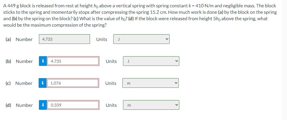 Solved A 449 g block is released from rest at height h0 | Chegg.com