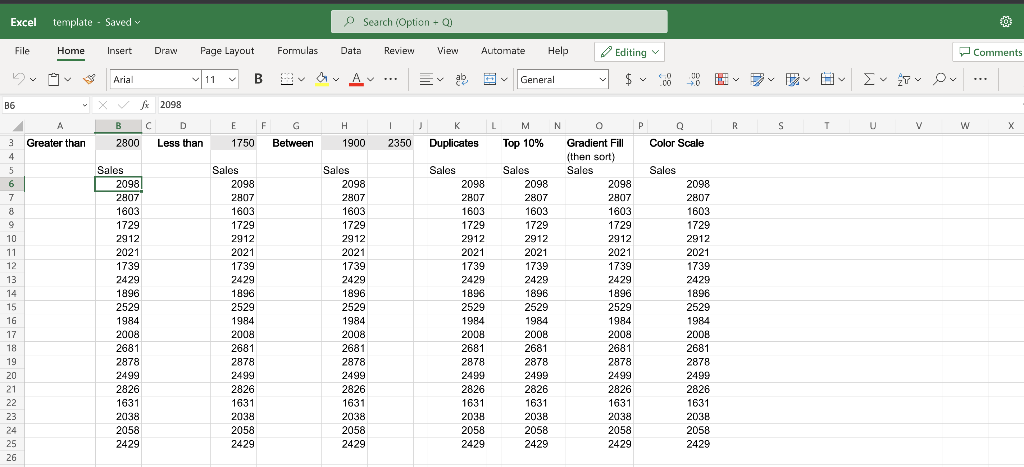 Solved Greater Than Apply conditional formatting to the data | Chegg.com