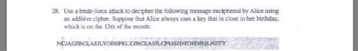 Solved 28. Use a brute-force attack to decipher the | Chegg.com