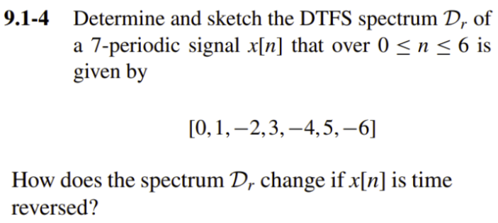 Solved 9.1-4 Determine and sketch the DTFS spectrum Dr of a | Chegg.com