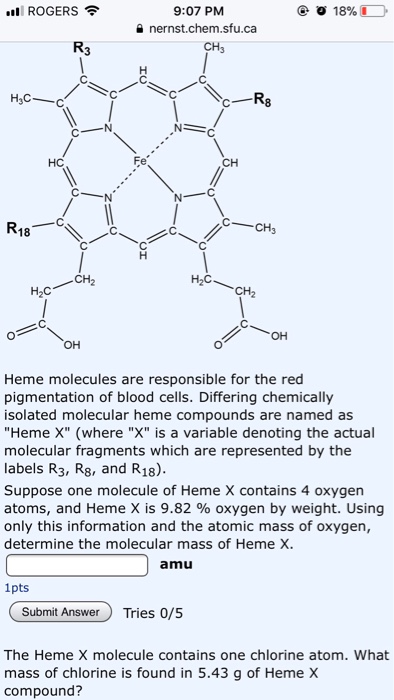 Solved Heme molecules are responsible for the red | Chegg.com