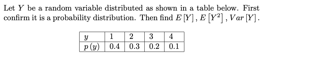Solved Let Y be a random variable distributed as shown in a | Chegg.com