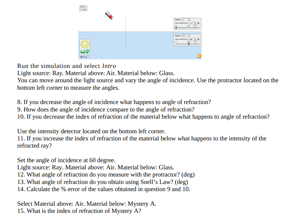 Solved Please open Bending Light phet to help answer the | Chegg.com