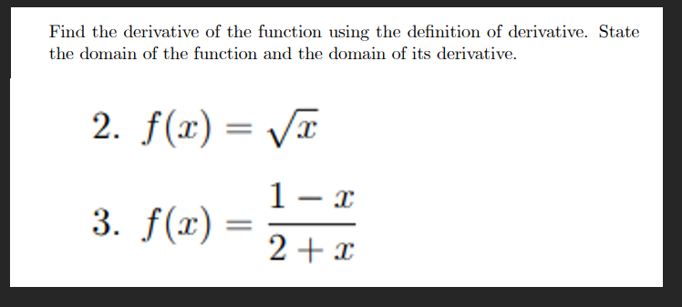 Solved Find the derivative of the function using the | Chegg.com