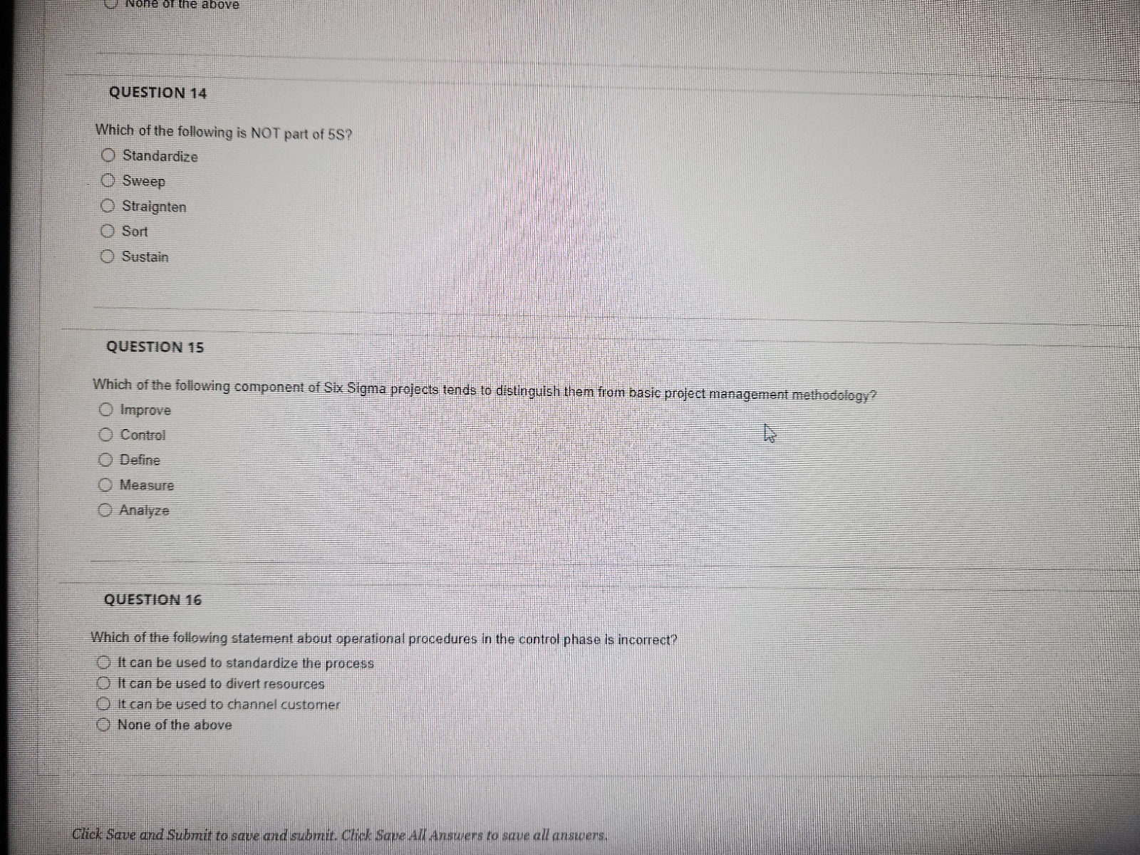 Solved Which of the following is NOT part of 5S? Standardize | Chegg.com