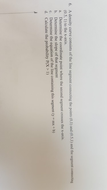 Solved 6. A density curve consists of the line segment | Chegg.com