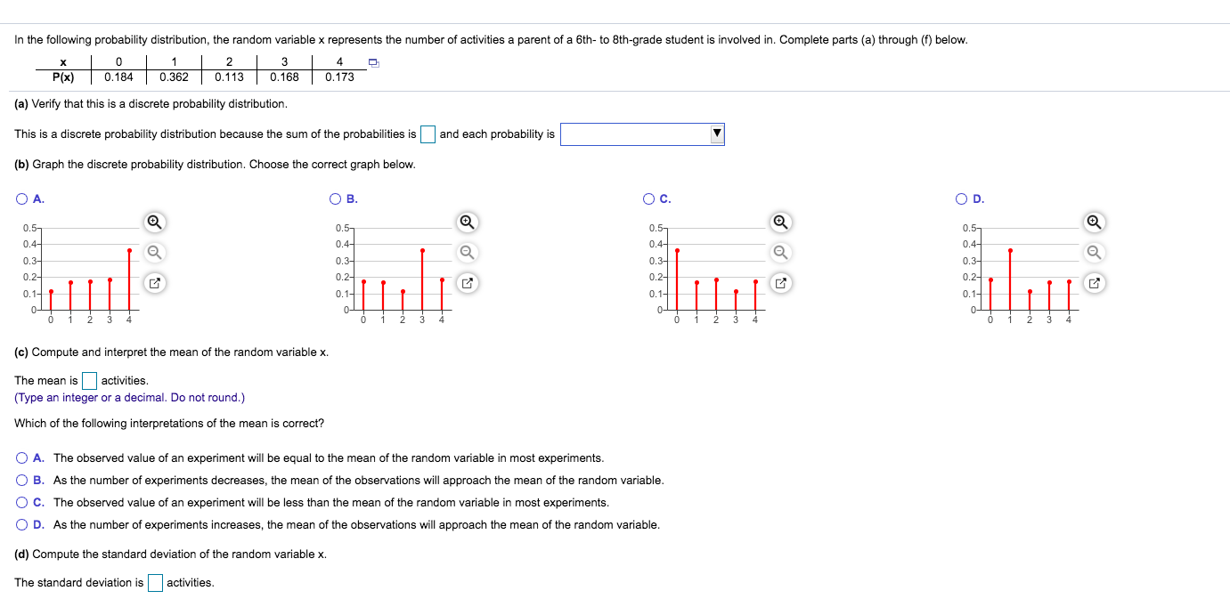 Solved In the following probability distribution, the random | Chegg.com