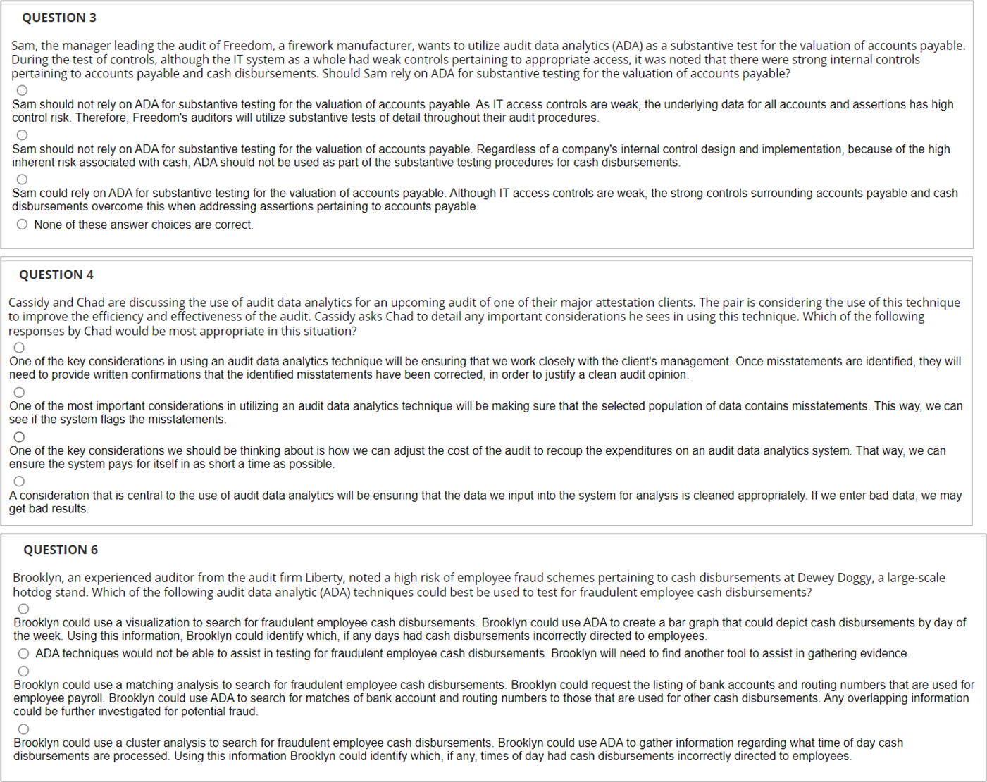 Solved Sam, the manager leading the audit of Freedom, a | Chegg.com