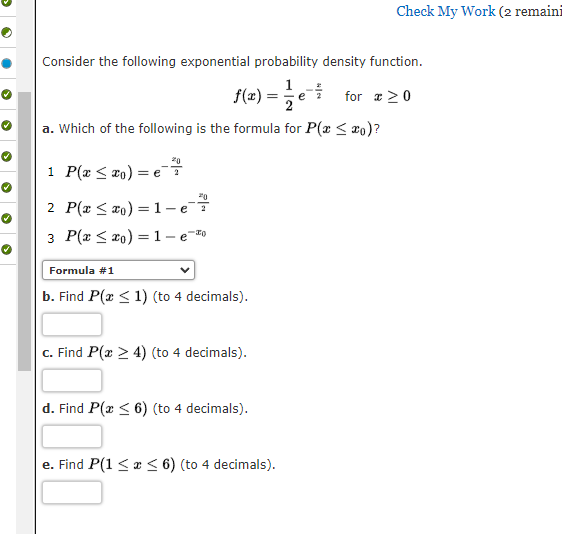 Solved Check My Work (2 remaini Consider the following | Chegg.com
