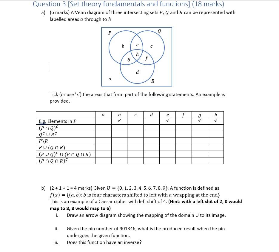 Solved Question 3 [Set theory fundamentals and functions) | Chegg.com
