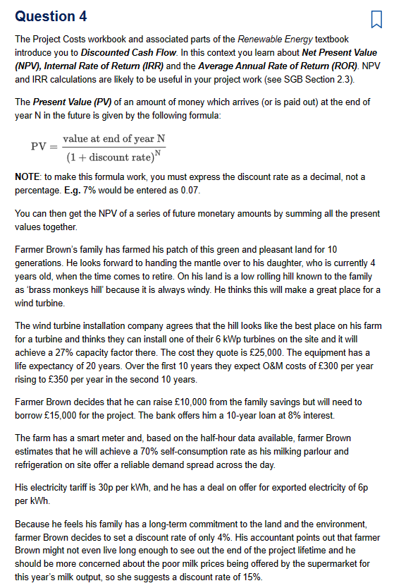 Solved Question 4The Project Costs workbook and associated | Chegg.com