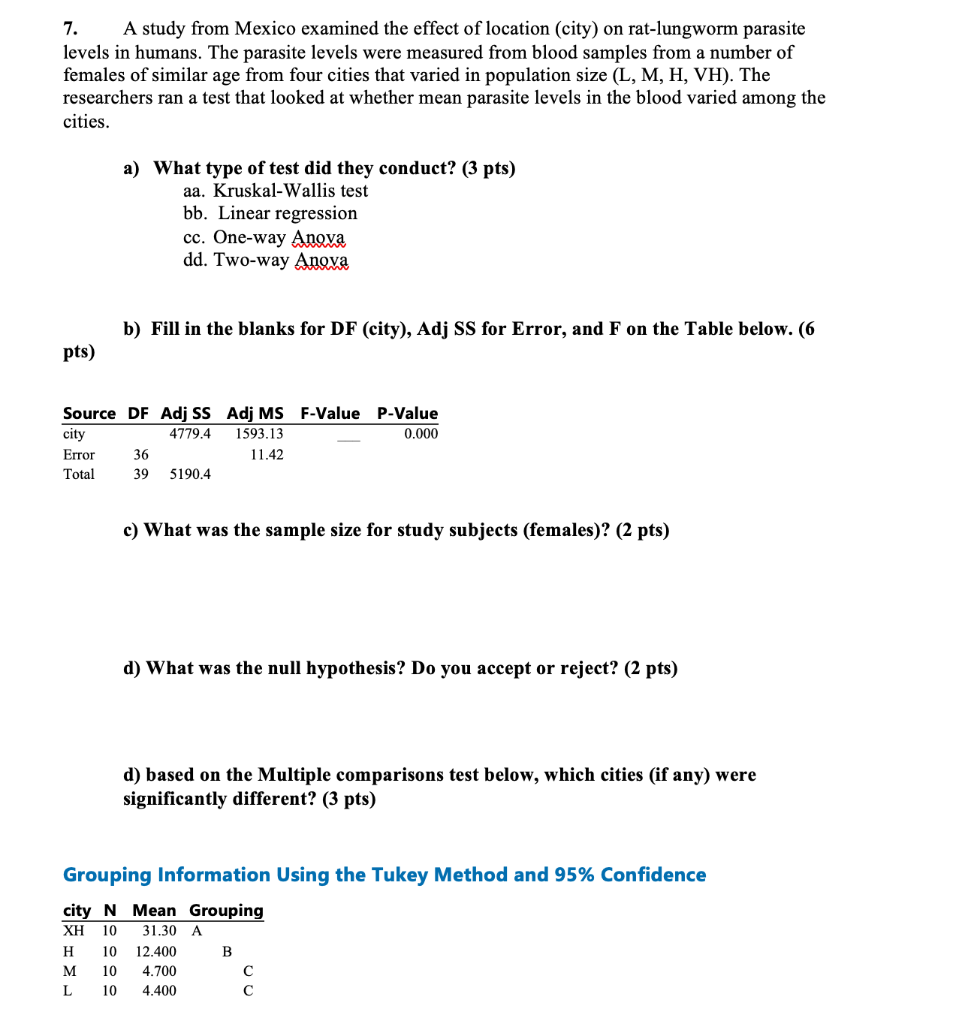 Solved A study from Mexico examined the effect of location | Chegg.com