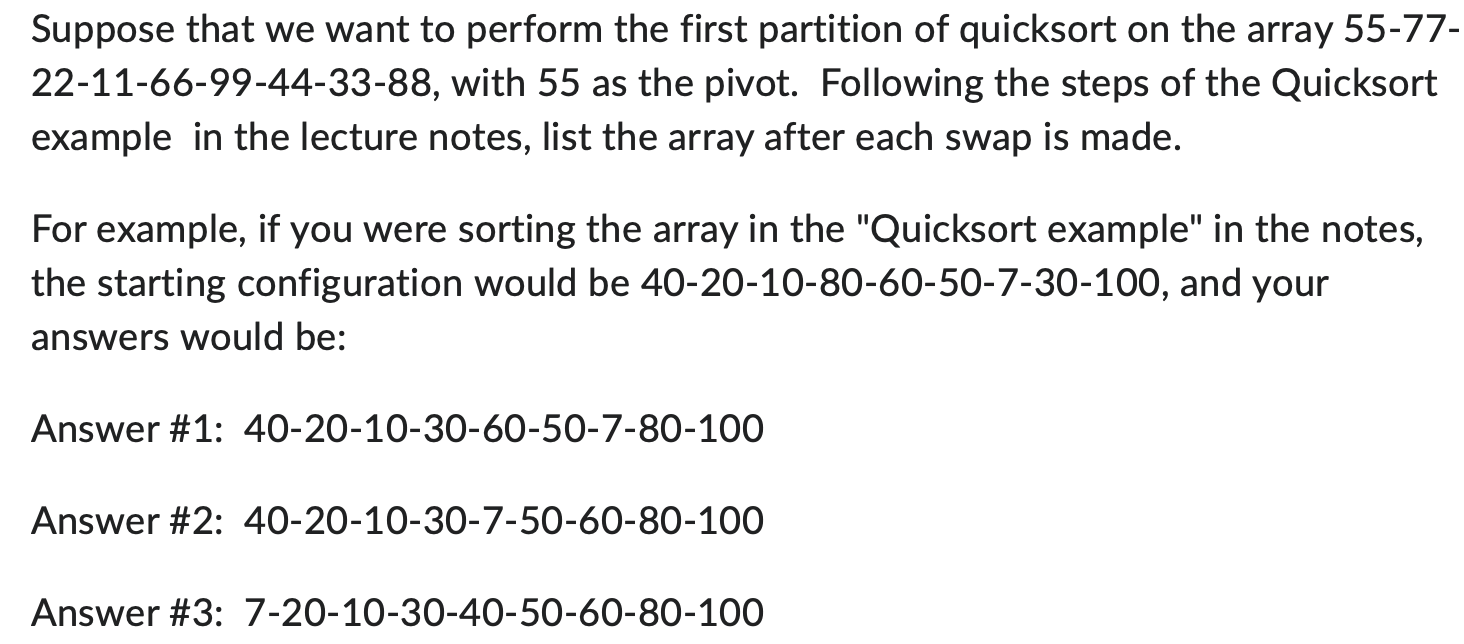 Solved Suppose that we want to perform the first partition | Chegg.com