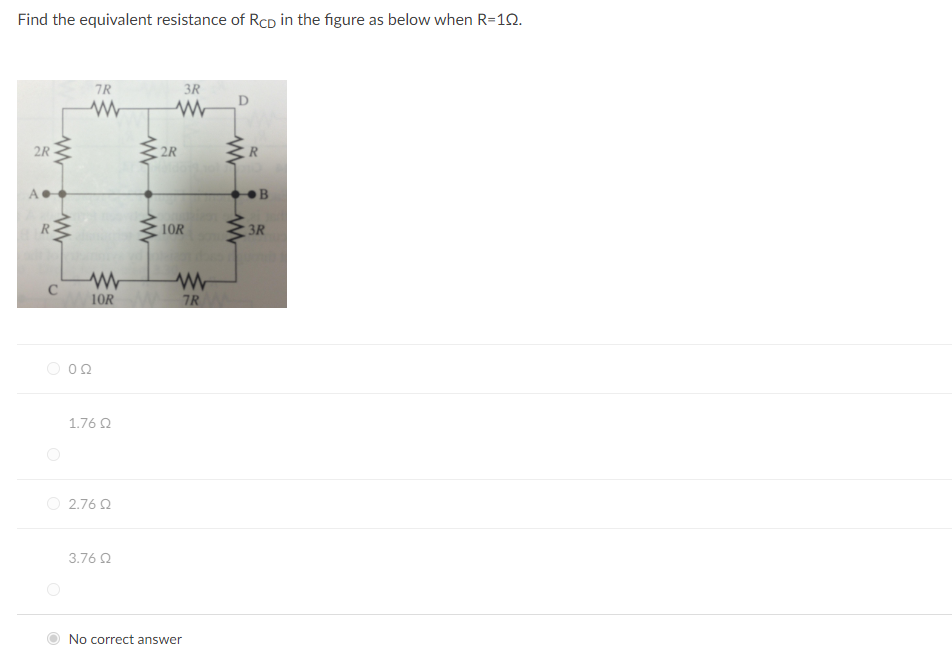 Solved Find the equivalent resistance of RCD in the figure | Chegg.com