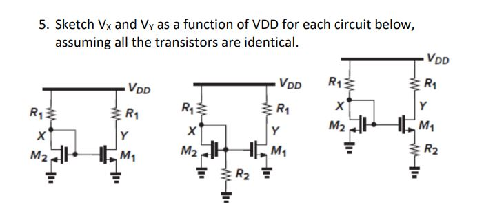 Sketch VX and VY as a function of VDD for each | Chegg.com