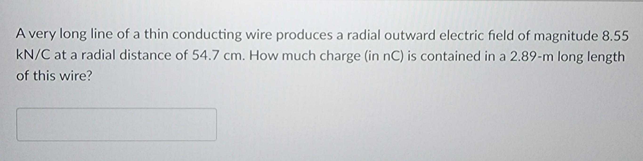 Solved A very long line of a thin conducting wire produces a | Chegg.com